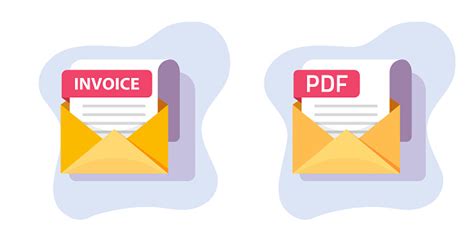 인보이스 견적 이메일 봉투 문서 아이콘 벡터 Pdf 종이 첨부 파일 전자 디지털 메일 보내기 또는 받기 그래픽 일러스트레이션 현대적인 디자인 편집 가능한 클립 아트 이미지