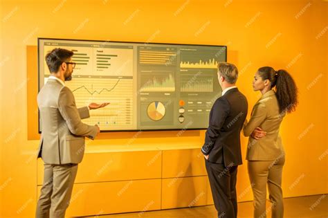 Collaborative Data Analysis In A Modern Office Environment Premium Ai Generated Image