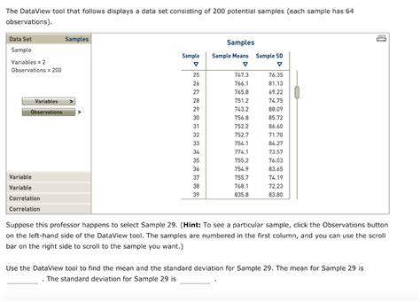 Solved The Dataview Tool That Follows Displays A Data Set