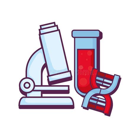 Microscope Lab With Tube Test And Dna Stock Illustration Illustration