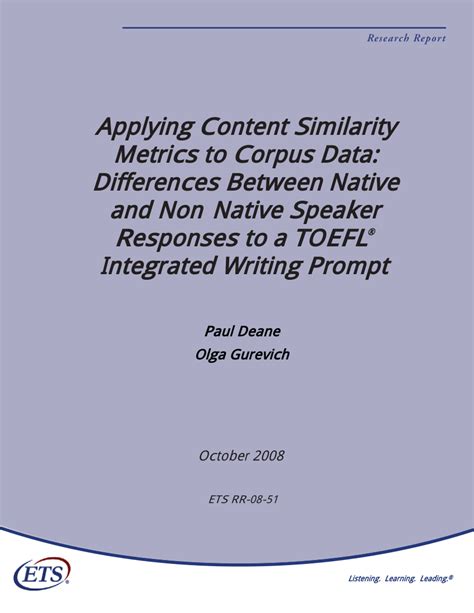 Pdf Applying Content Similarity Metrics To Corpus Data Differences Between Native And Non