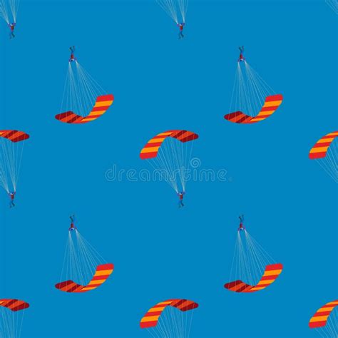 Seamless Pattern Skydiver Flying With Parachute Skydiving