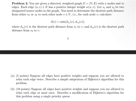 Solved Problem 2 ﻿you Are Given A Directed Weighted Graph