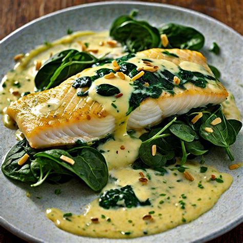 Smoked Haddock With Buttered Spinach And Mustard Sauce Recipe Delicious
