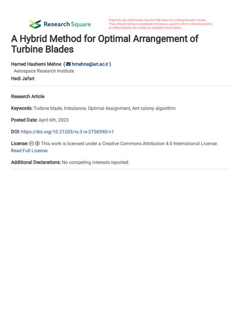 Pdf A Hybrid Method For Optimal Arrangement Of Turbine Blades