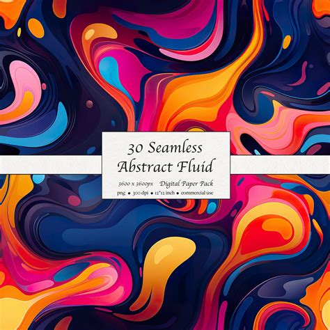 30 Seamless Abstract Fluid Pattern Digital Paper Pack Fluid Vibrant