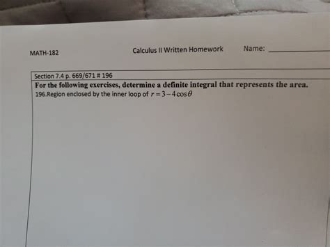 Solved Math 182 Name Calculus Ii Written Homework Section