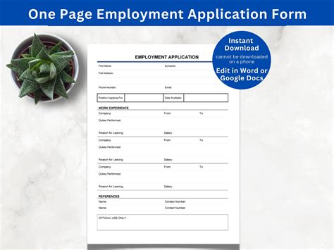 Employment Application Form Printable Job Application Employment