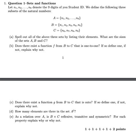 Solved Question Sets And Functions Let N N N Denote Chegg Com