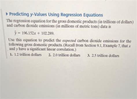 Solved Predicting Y Values Using Regression Equations The