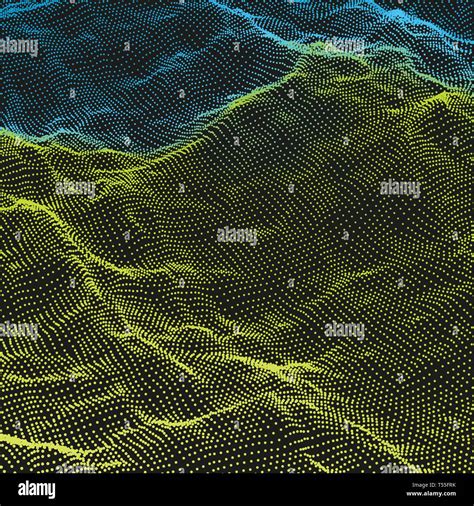 array with dynamic particles 3d futuristic technology style abstract