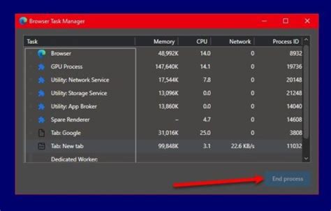 Disable End Process In Browser Task Manager Of Edge