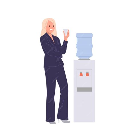 Premium Vector Woman Office Worker Cartoon Character Drinking Fresh