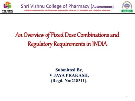 An Overview On Fixed Dose Combinations And Its Regulations In India Pptx