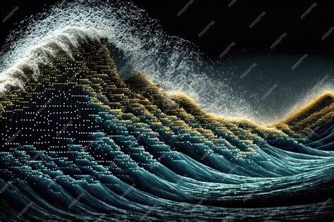 Premium Photo Waves In A Digital Binary Code Structure Technology Wavy Abstract Background