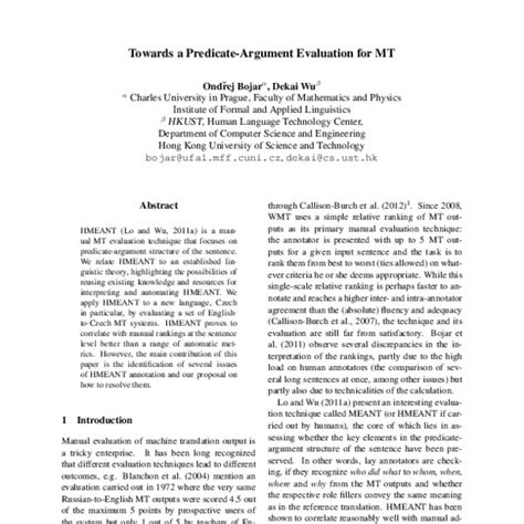 Towards A Predicate Argument Evaluation For Mt Acl Anthology