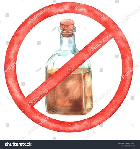 Prohibition Alcohol Bottle Crossed Out Red Stock Illustration