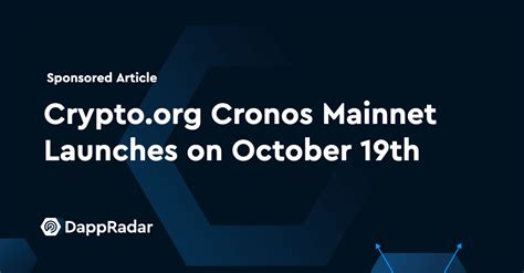 Crypto Org Cronos Mainnet Launches On October Th