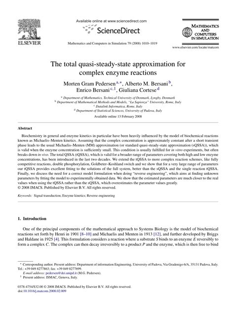 Pdf The Total Quasi Steady State Approximation For Complex Enzyme Reactions