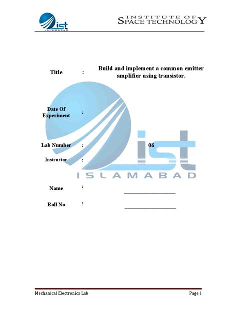 Lab 6 Build And Implement A Common Emitter Amplifier Using Transistor