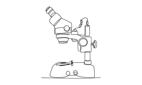 Premium Vector Continuous Line Of Science Research Microscope