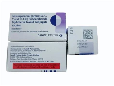 Menactra Meningo Coccal Polysaccharide Diphtheria Toxoid Conjugate Vaccine At Rs 5440 Piece