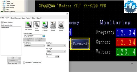 HMI Proface Modbus RTU Mitsubishi FR E700 VFD Plc247 Com
