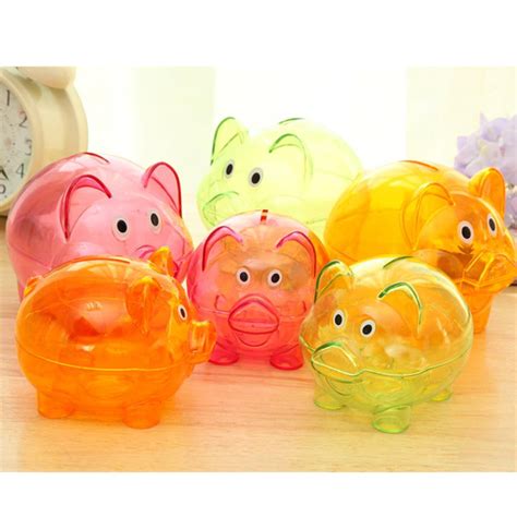 Sneaky กระปุกออมสินพลาสติกใส ลายการ์ตูนหมูน่ารัก ประหยัดเงิน สําหรับเด็ก Sneaky Th Thaipick