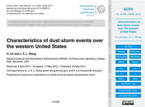 Pdf Characteristics Of Dust Storm Events Over The Western United States