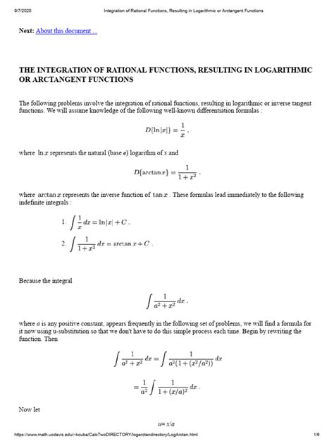 week 013 integration of rational functions pdf integral function mathematics