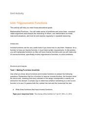 Understanding Trigonometric Functions Activities And Course Hero