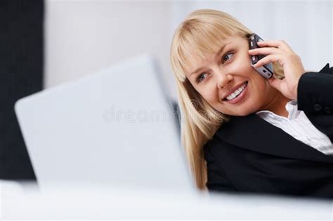 Businesswoman Smile Or Phone Call With Laptop For Communication In
