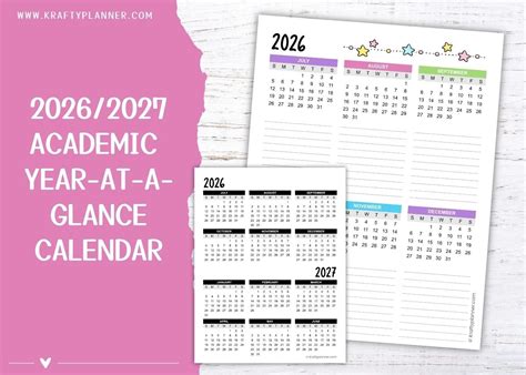 Free Printable 20262027 Academic Calendars Portrait — Krafty Planner