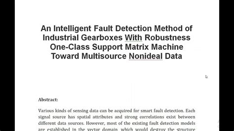 An Intelligent Fault Detection Method Of Industrial Gearboxes With Robustness One Class Support