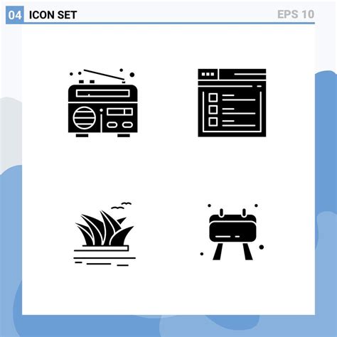 User Interface Pack Of 4 Basic Solid Glyphs Of Frequency Culture Internet Website Opera House