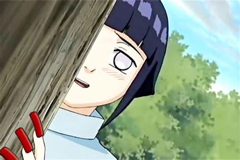 The Shy Ninja Hyuuga Hinata Of The Action Anime Naruto Looks On Blushing With Infatuation