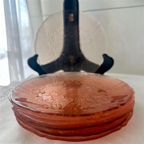 Pink Glass Plates Arcoroc Etsy