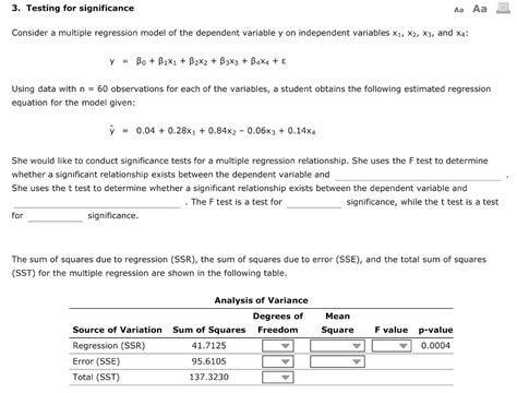 Solved 3 Testing For Significance Consider A Multiple