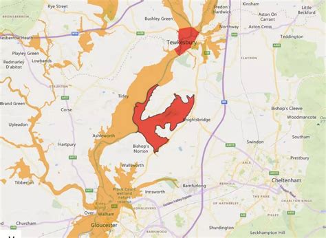 Flood Warning Near Gloucester With Property Roads And Farmland Now At