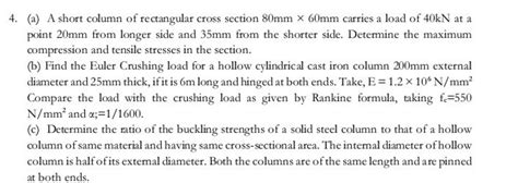 A A Short Column Of Rectangular Cross Section 80 Mathrm {mm} Times 60