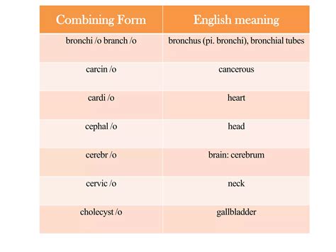 Medical Terminologycombining Forms Ppt