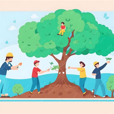 Premium Photo World Environment Day World Environments Day Trees Care Flat Cartoon