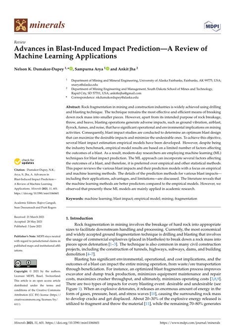 Pdf Advances In Blast Induced Impact Prediction—a Review Of Machine