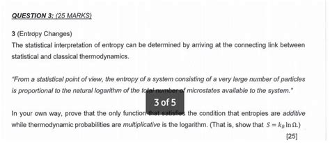 Solved Entropy Changes The Statistical Interpretation Of Chegg