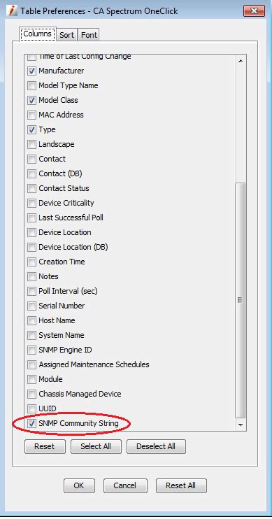 Device SNMP Community String Details DX NetOps