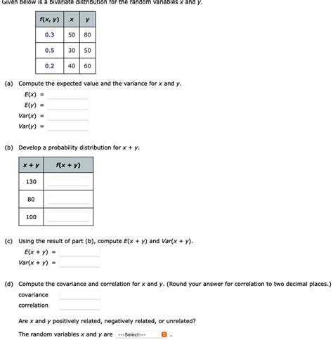 Solved Given Below Is A Bivariate Distribution For The Random