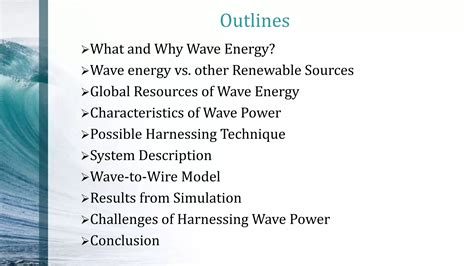 A Wave To Wire Model Of Ocean Wave Energy Conversion System Using Matlab Simulink Platform Ppsx