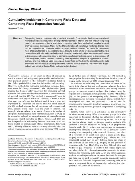 Cumulative Function Pdf Hematopoietic Stem Cell Transplantation Risk