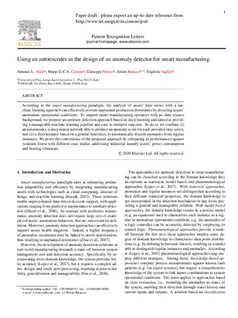 Pdf Using An Autoencoder In The Design Of An Anomaly Detector For