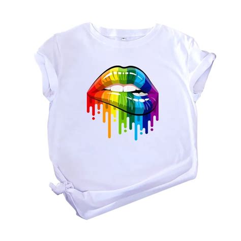 Badu Bg Памучни тениски Дамски цветни бои Секси устни Дрехи Дамски ежедневни тениски със